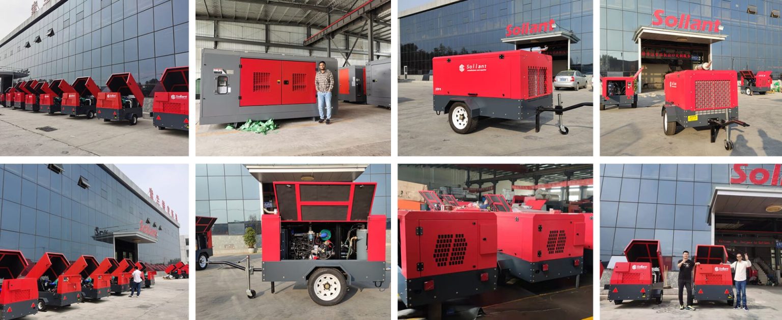 Sollant towable portable air compressor for harsh working environment.