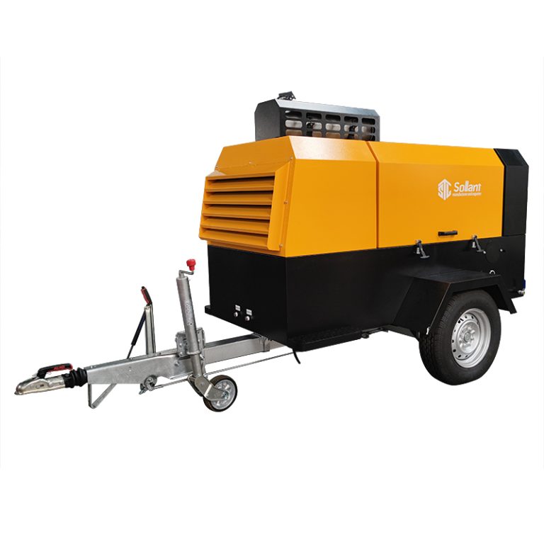 Sollant towable portable air compressor for harsh working environment.